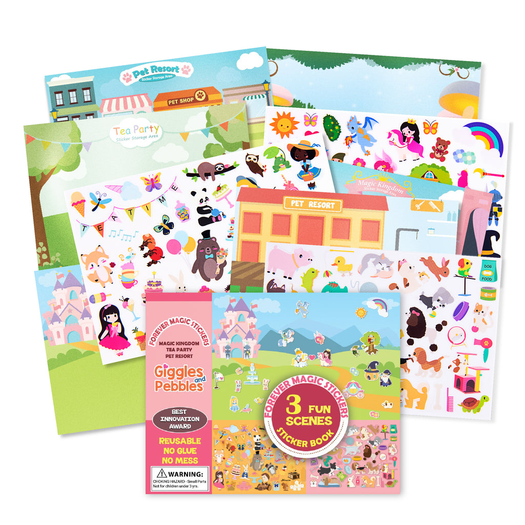 Giggles & Pebbles Educational Magic Sticker Pad Book for Kids, Tod ...