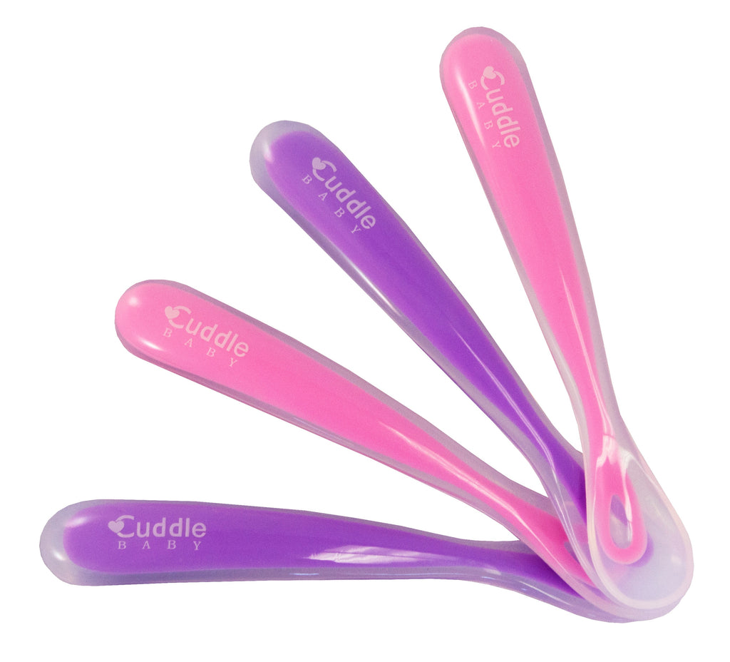 Cuddle Baby Gum Friendly Soft Silicone Baby Spoons, 4-Pack, First Stag ...